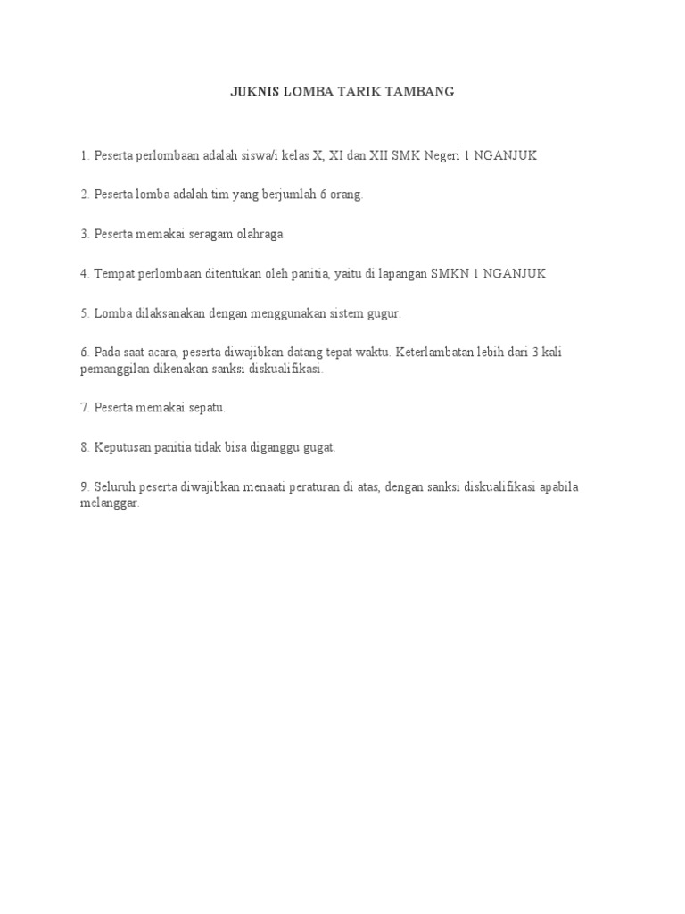 Juknis Lomba 17 Agustus | PDF