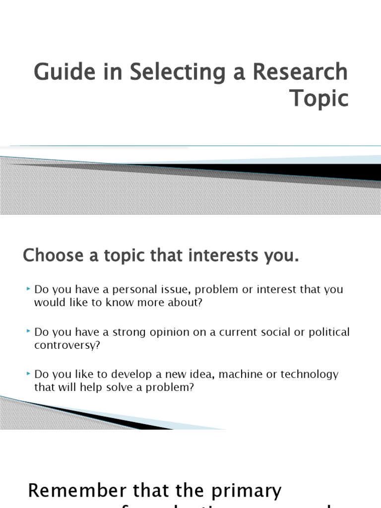 Guide in Choosing Research Topic | PDF | Self-Improvement