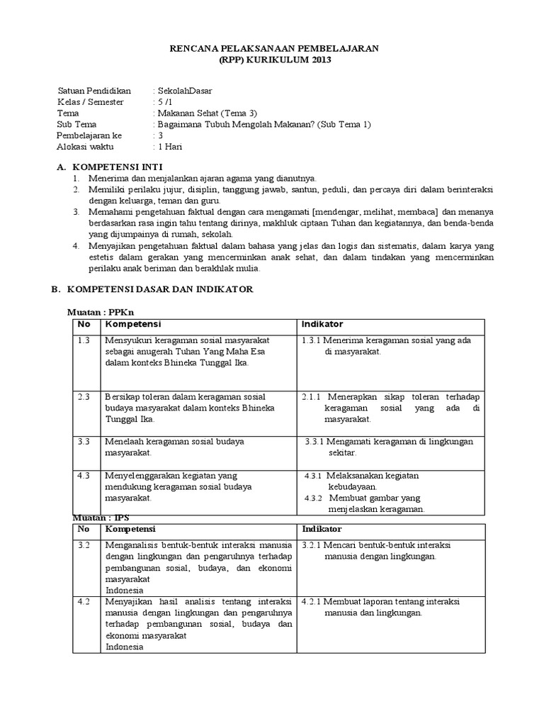 RPP Kelas 5 | PDF | Karier & Perkembangan | Kesehatan Holistik