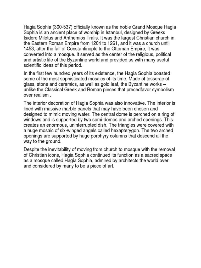 Hagia Sophia | PDF | Architectural Design | Architecture