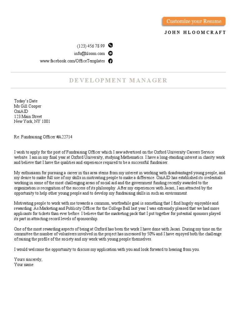 Creative Formal Cover Letter | PDF | Copyright | Fundraising