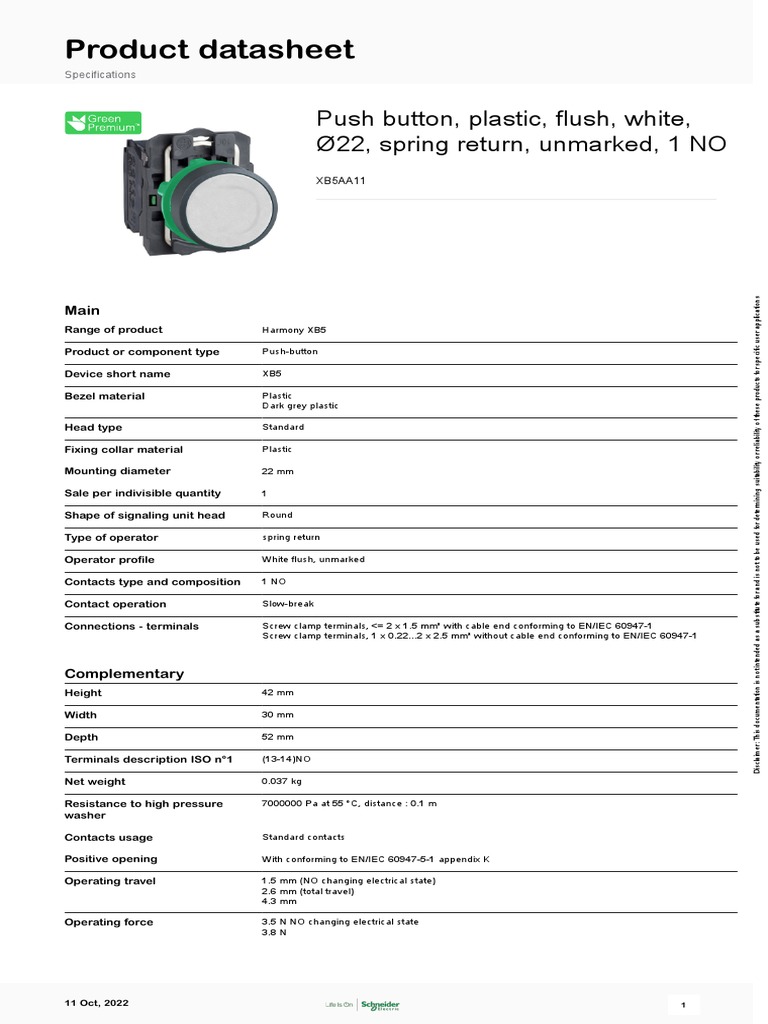Harmony XB5 - XB5AA11 | PDF | Screw | International Electrotechnical ...