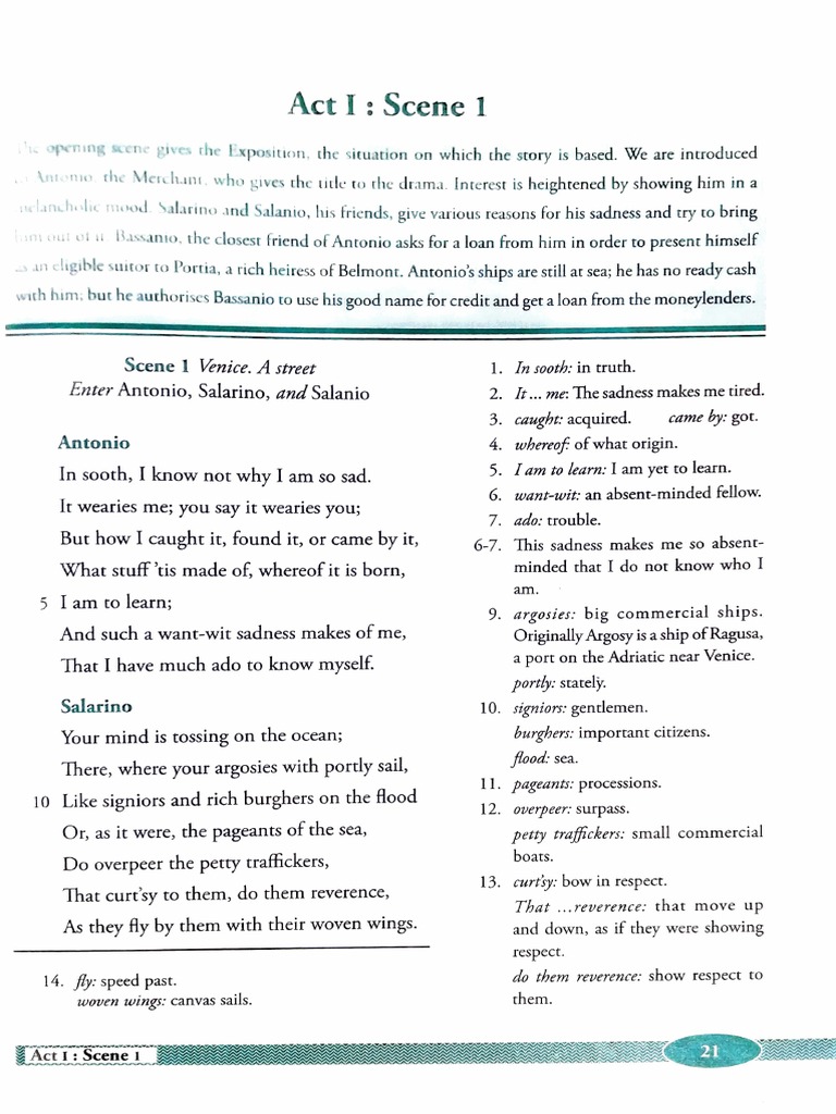 Merchant of Venice Act-1 Scene-1 | PDF