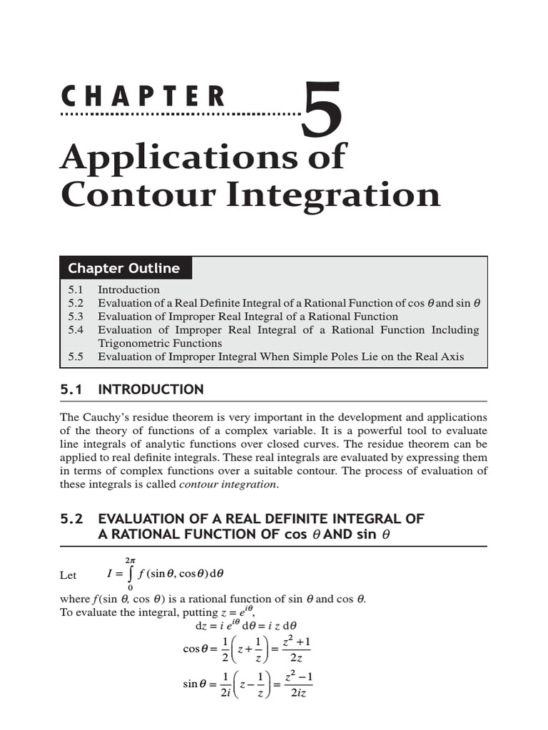 Application Of Contour Integrals Pdf Integral Calculus