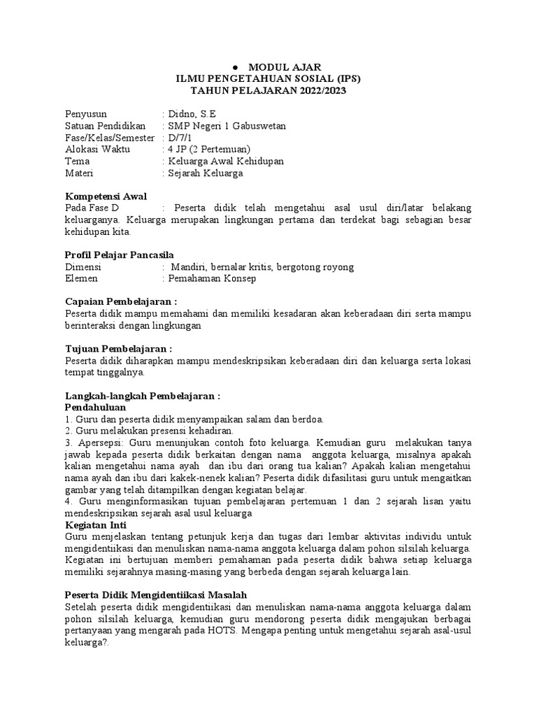 Modul Ajar Ips | PDF