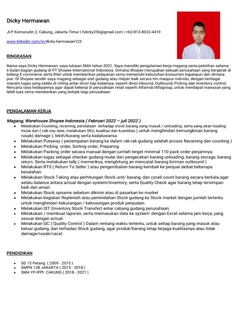 CV - Dicky Hermawan | PDF | Karier & Perkembangan | Bisnis