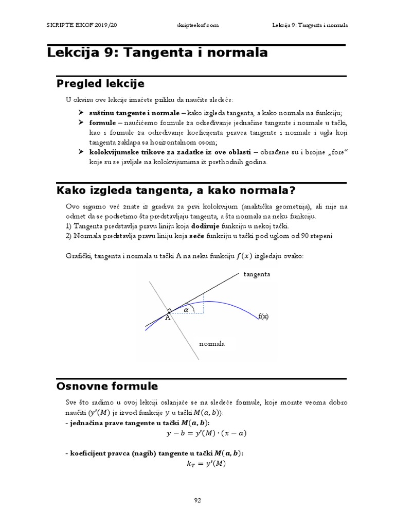 Tangenta I Normala | PDF