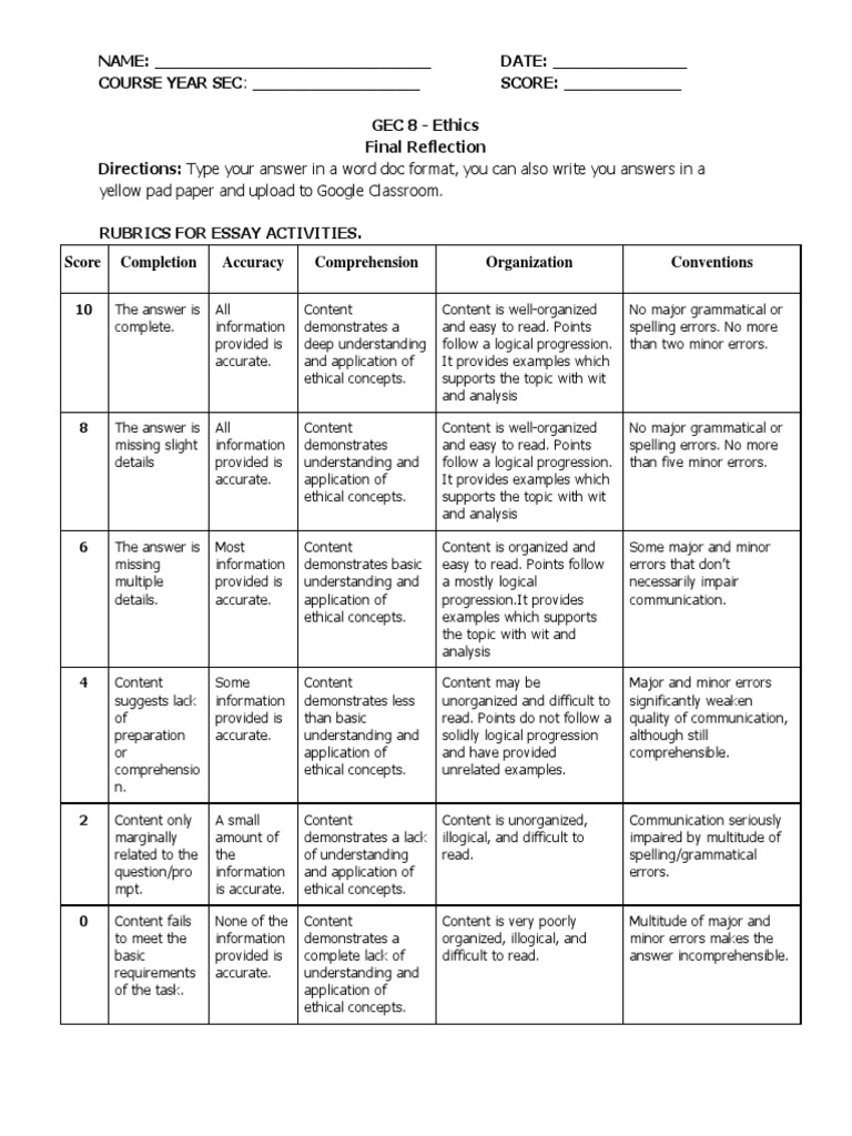 GEC 8 Final Reflection PDF | Download Free PDF | Information | Understanding