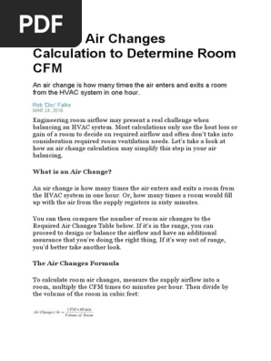 Determining Room Cfm Using Air Changes Calculation Flow How