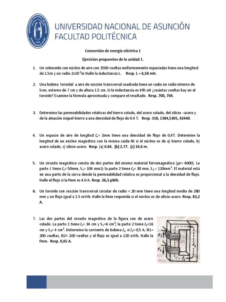 Ejercicios Propuestos U1 | PDF | Inductancia | Inductor