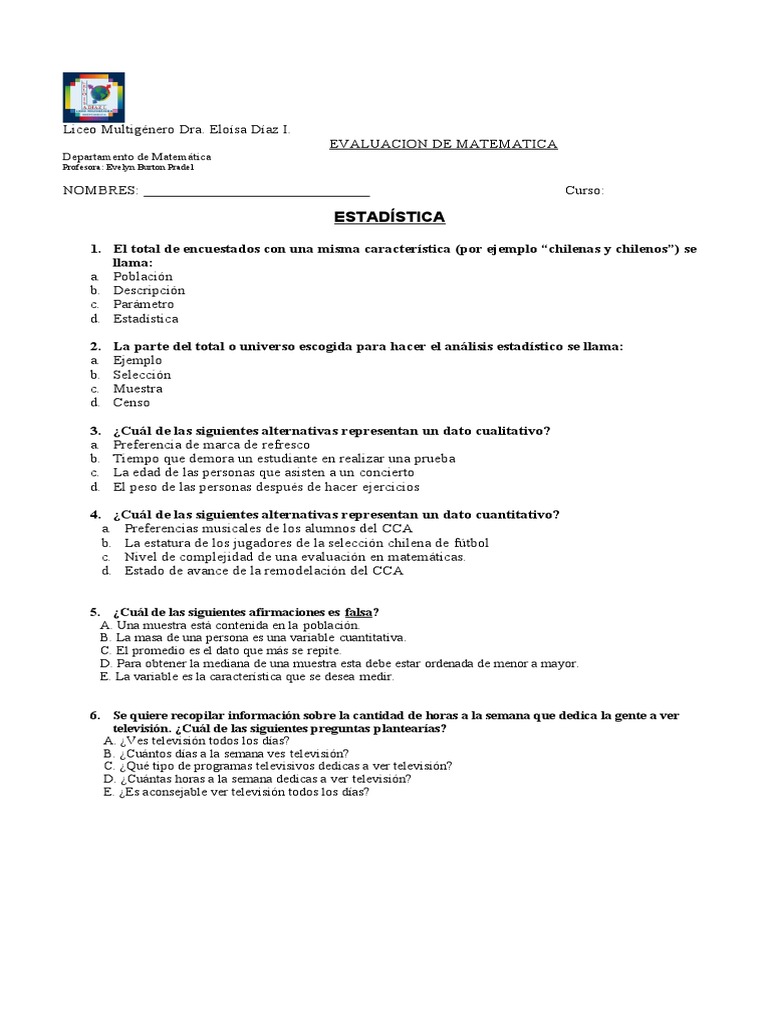 Prueba Estadistica | PDF