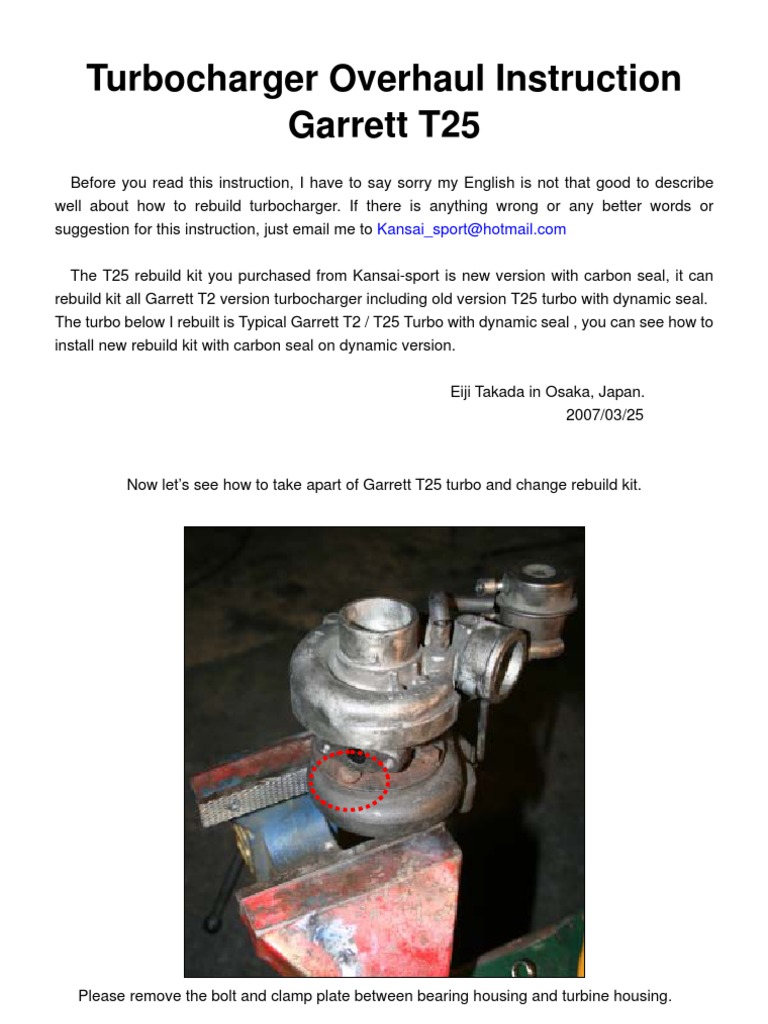 Garrett T25 Turbo Rebuild Guide | PDF | Turbocharger | Bearing (Mechanical)