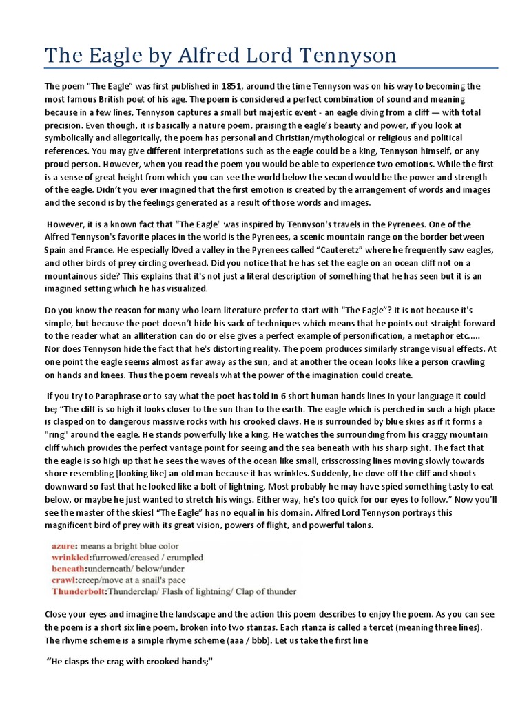 The Eagle | PDF | Poetry | Rhyme