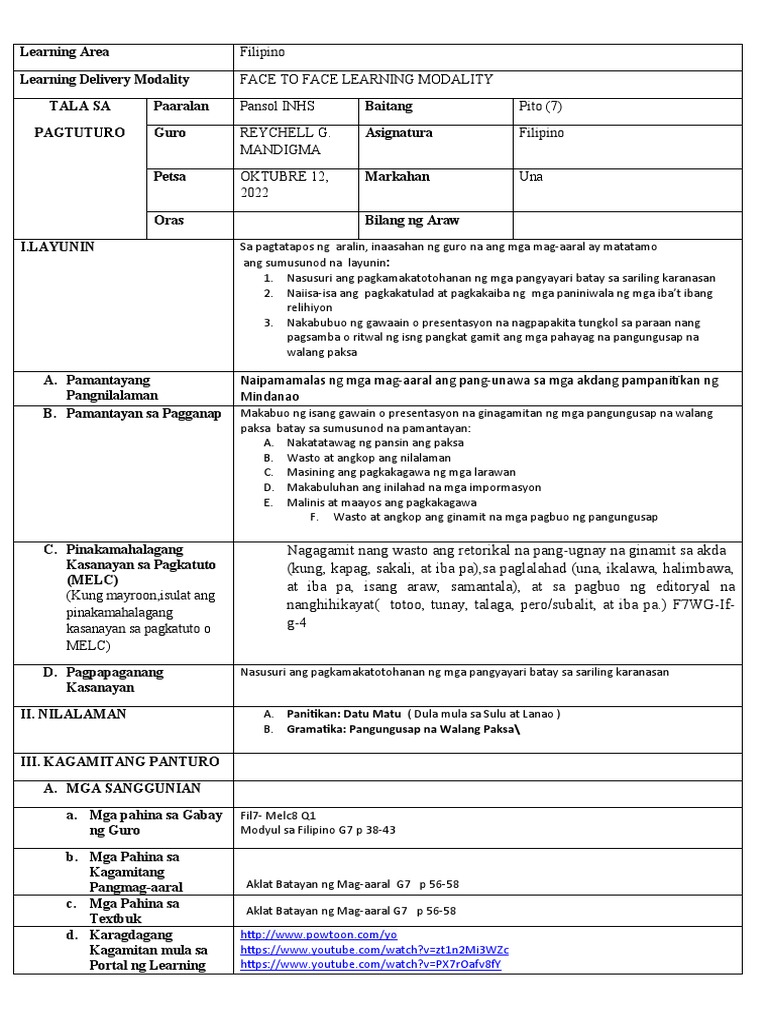 Melc 8-Datu Matu | PDF