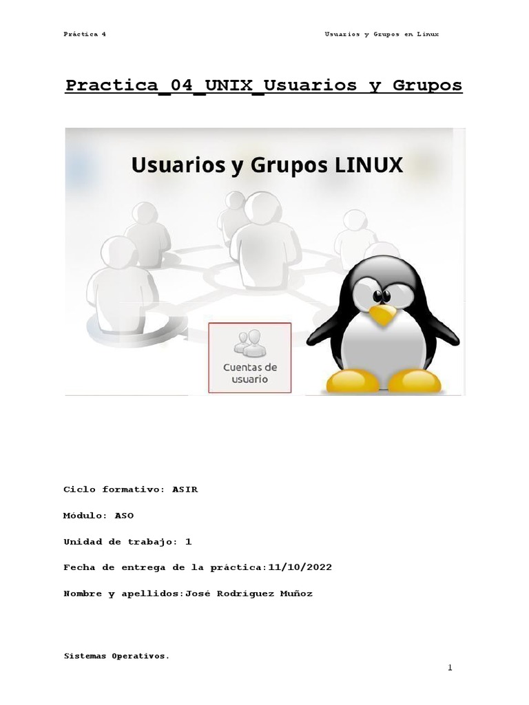 Practica 04 UNIX Usuarios y Grupos | PDF