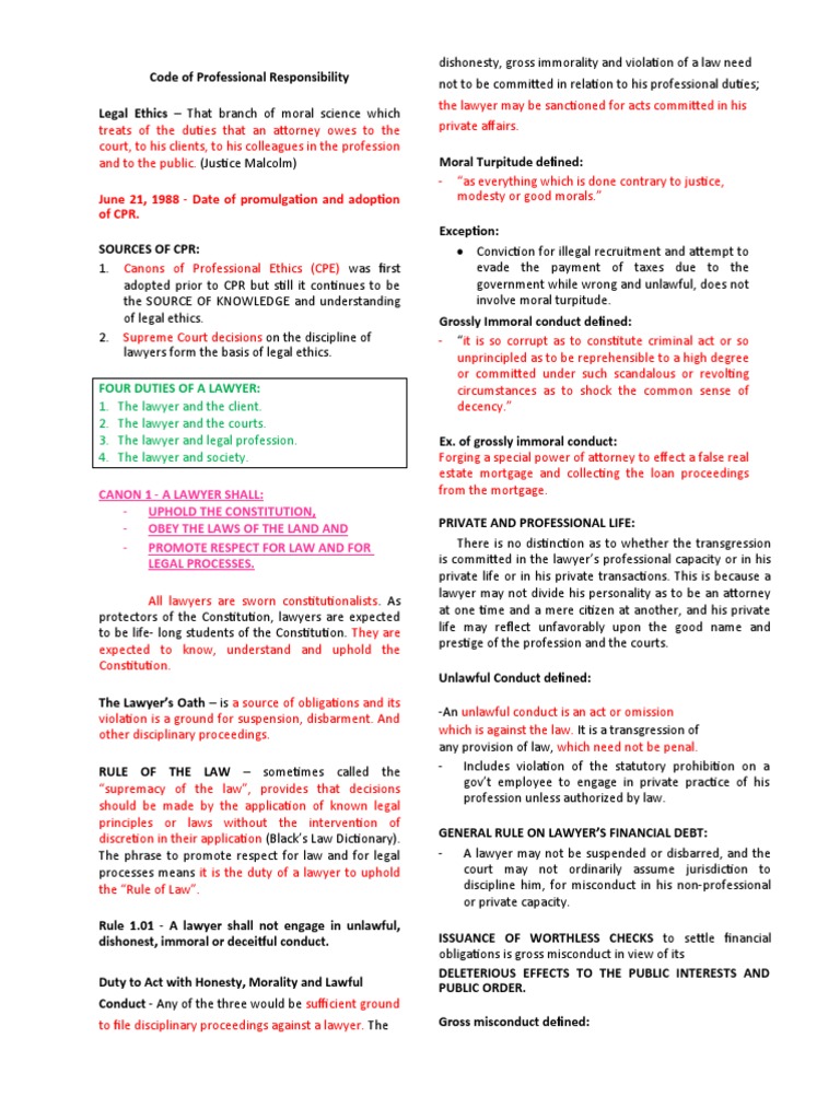 Code of Professional Responsibility | PDF | Lawyer | Practice Of Law