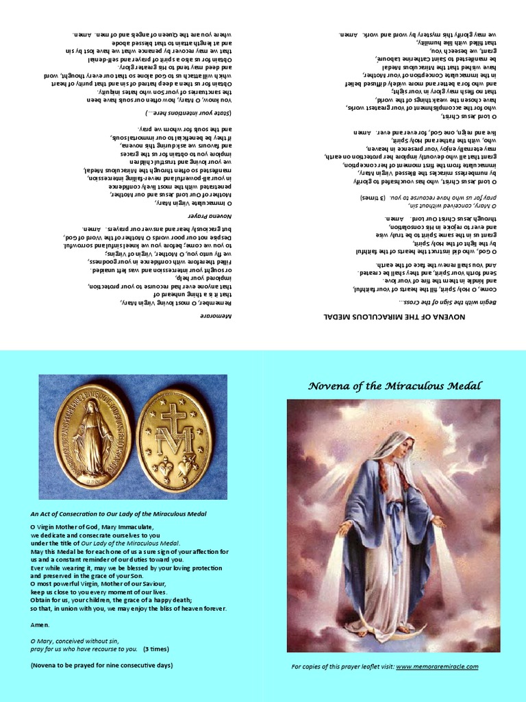 Novena of The Miraculous Medal | PDF | Mary, Mother Of Jesus | Prayer