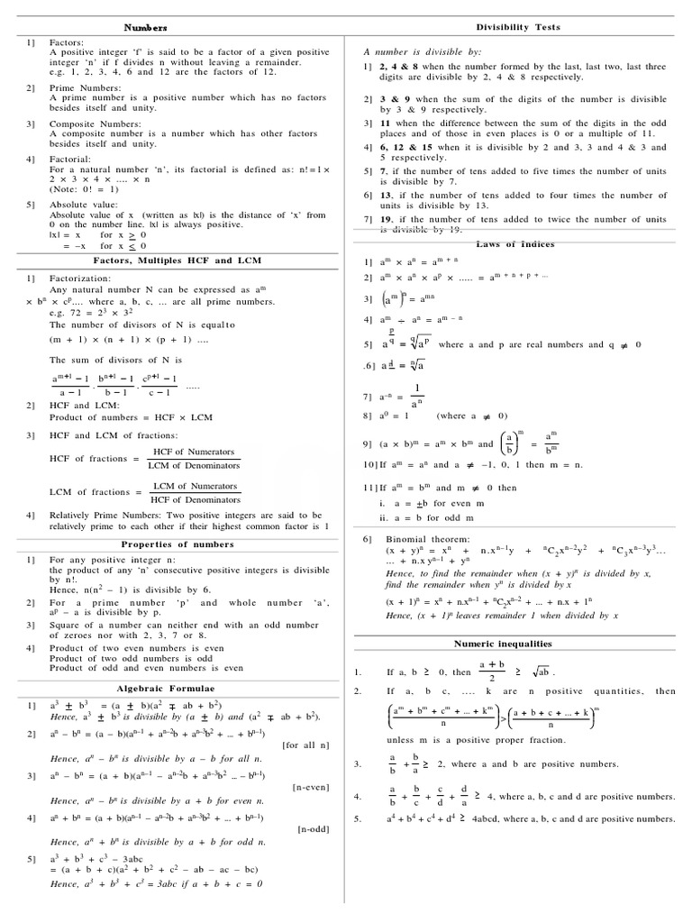QA-Formula Sheet | PDF | Triangle | Area