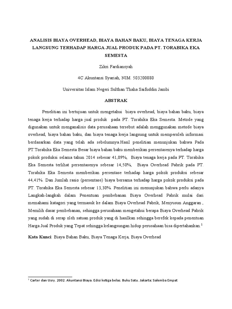 Analisis Biaya Overhead | PDF