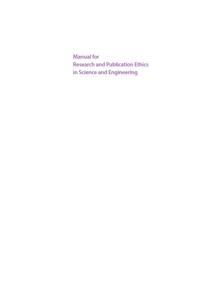 Manual For Research and Publication Ethics in Science and Engineering ...