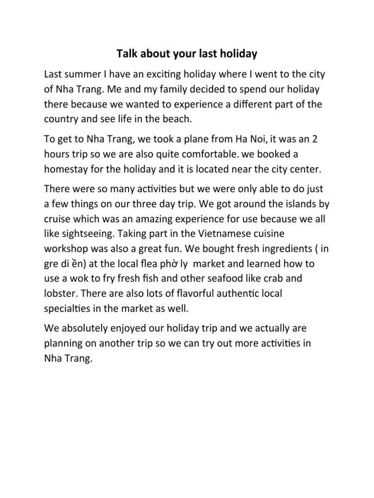 Talk About Your Last Holiday | PDF