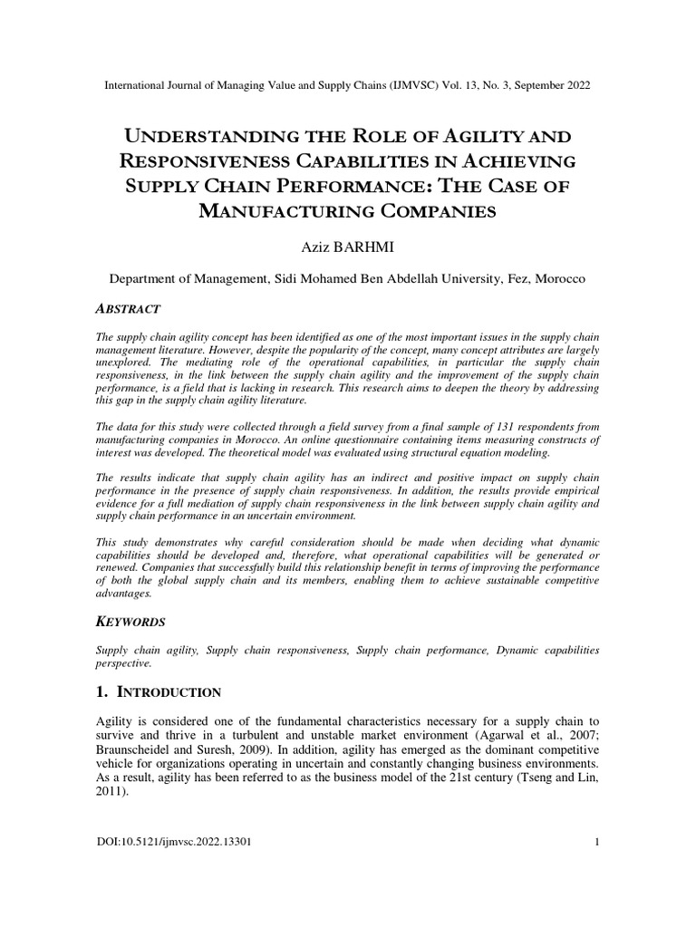 Understanding The Role of Agility and Responsiveness Capabilities in ...