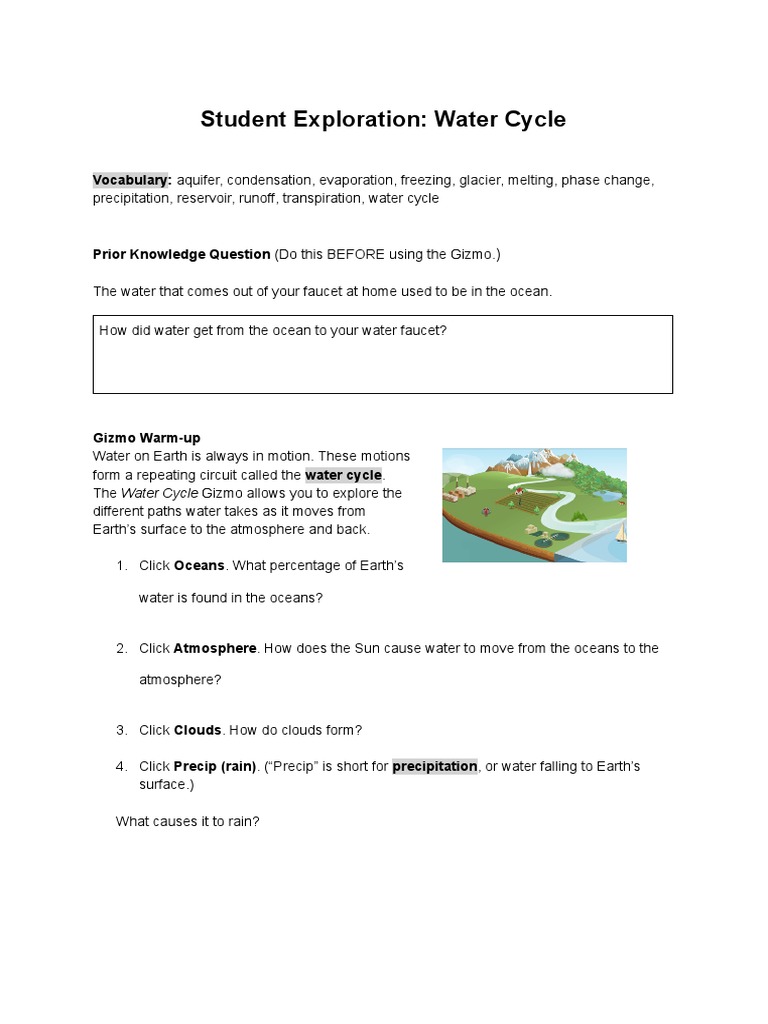 Student Exploration - Water Cycle | PDF | Water Cycle | Water