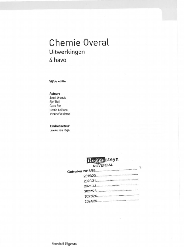Chemie Overal Uitwerkingen 5e Editie Havo 4 | PDF