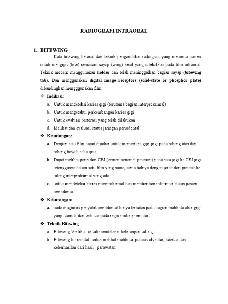 Teknik Radiografi Intraoral Bitewing dan Oklusal | PDF | Sains & Matematika