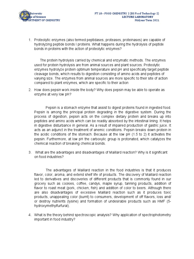 First Summative Exam (Lab Lec) | PDF | Protease | Proteolysis