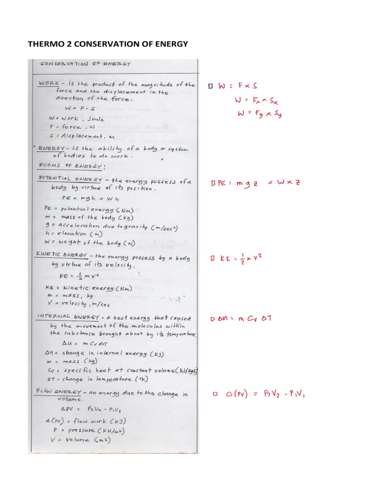 THERMO 2 CONSERVATION OF ENERGY 2022 W - Solutions | PDF | Potential Energy | Watt