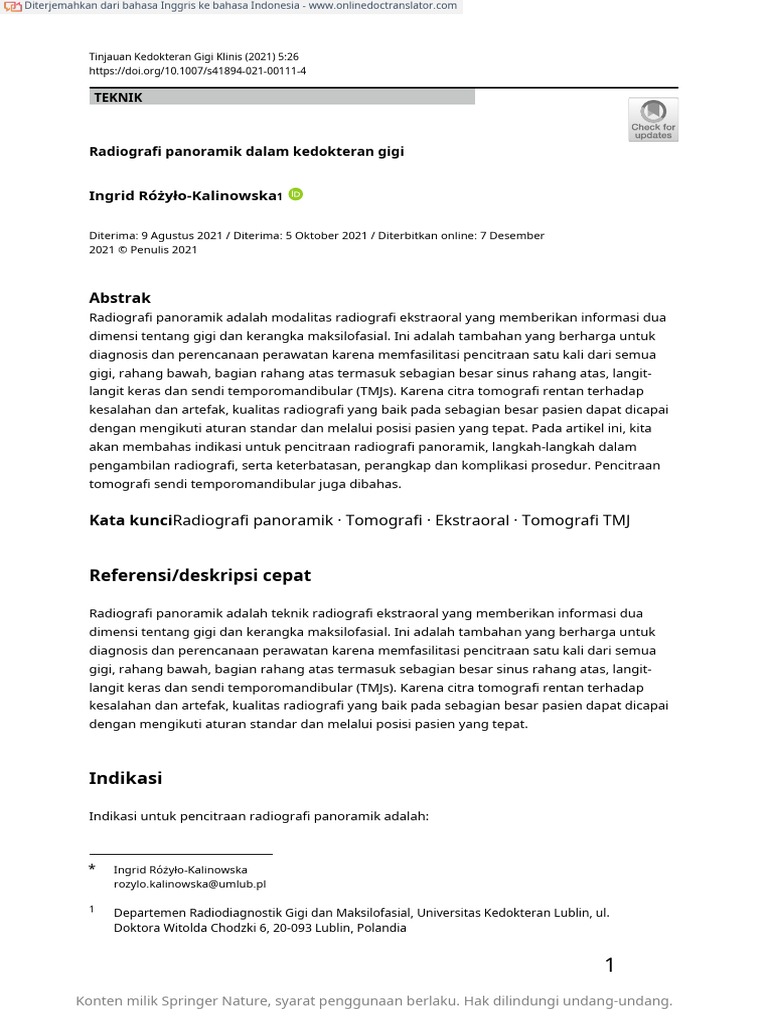 Panoramic Radiography in Dentistry - En.id | PDF