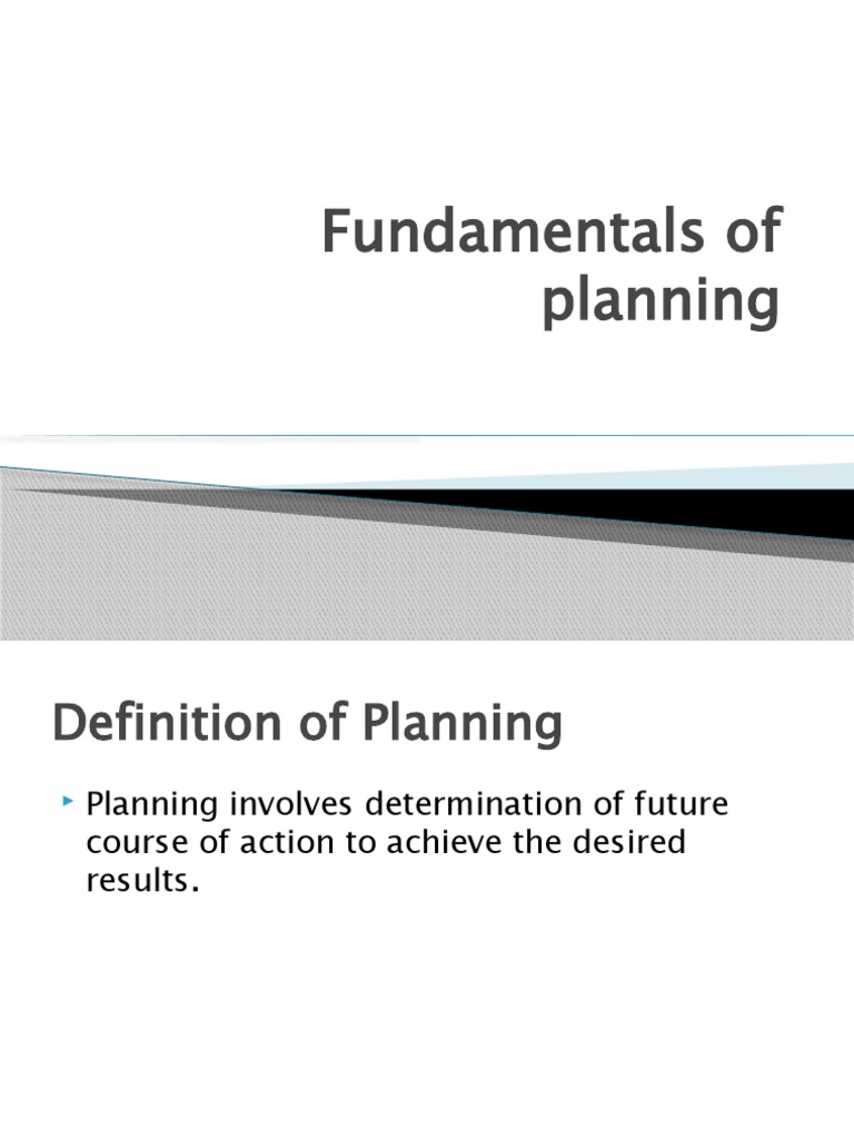 Fundamentals of Planning | PDF | Policy | Goal