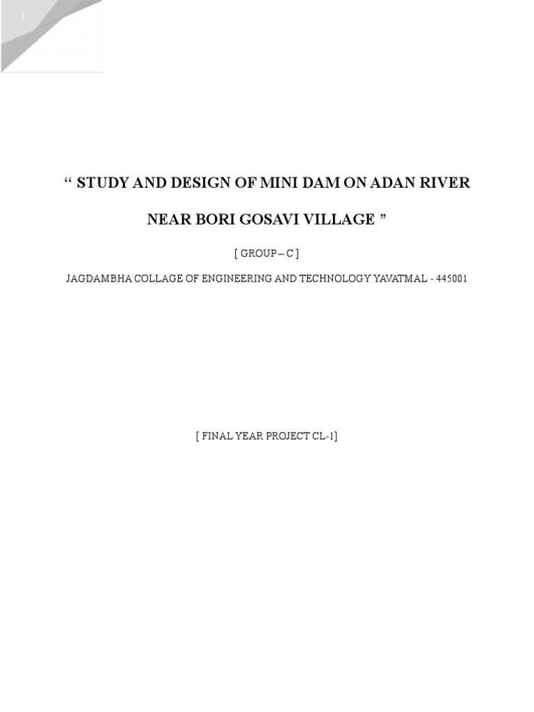 Mini Dam Design on Adan River | PDF | Dam | Flood