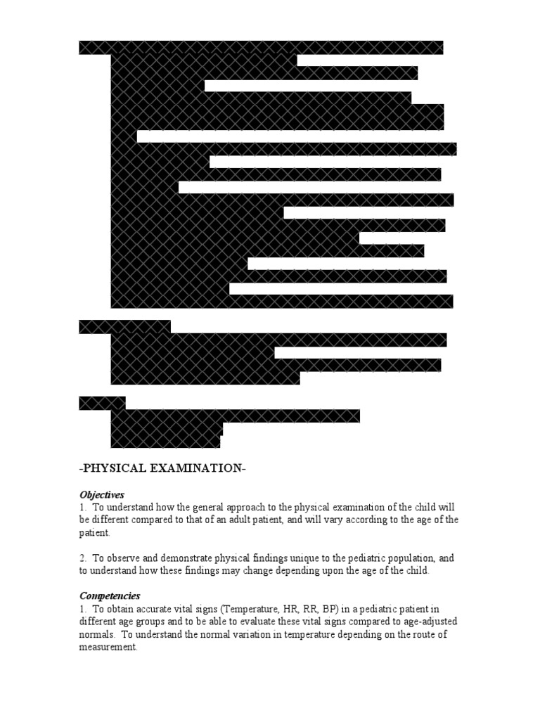 Pediatric Physical Exam | PDF | Abdomen | Human Nose