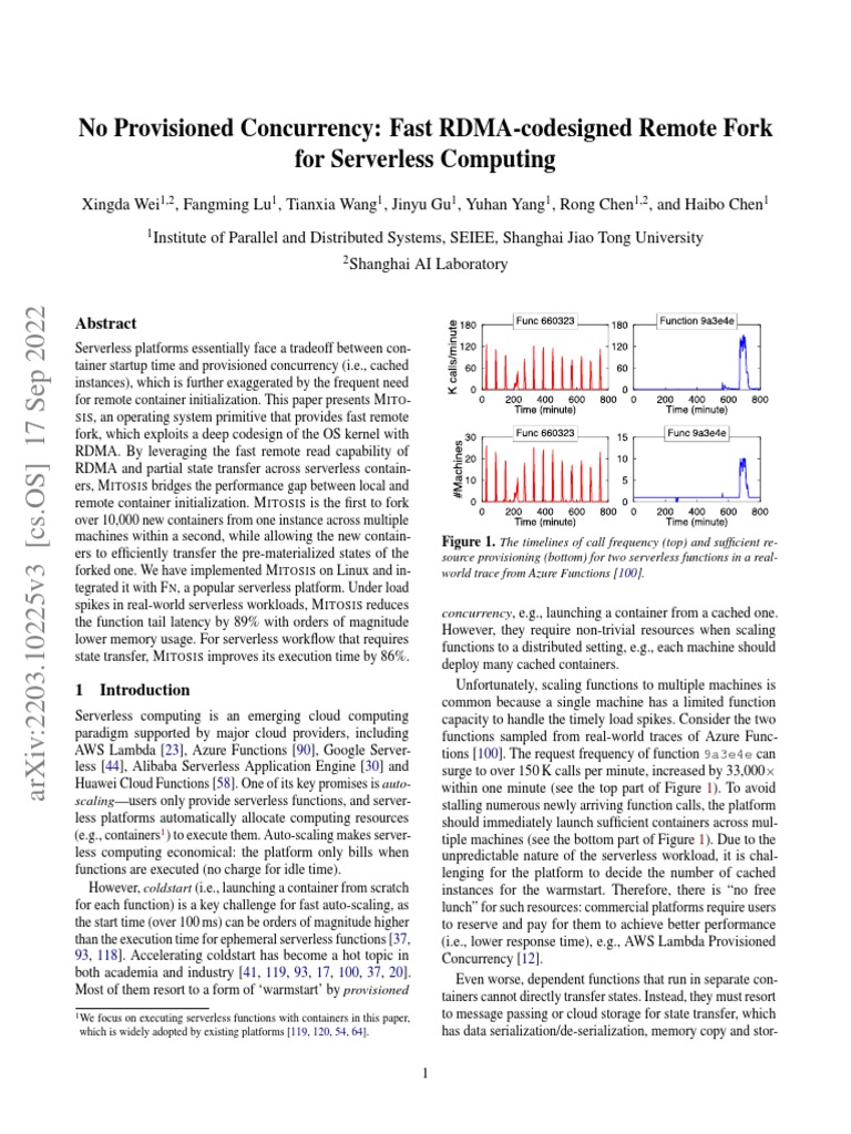 No Provisioned Concurrency: Fast RDMA-codesigned Remote Fork For Serverless Computing | PDF ...