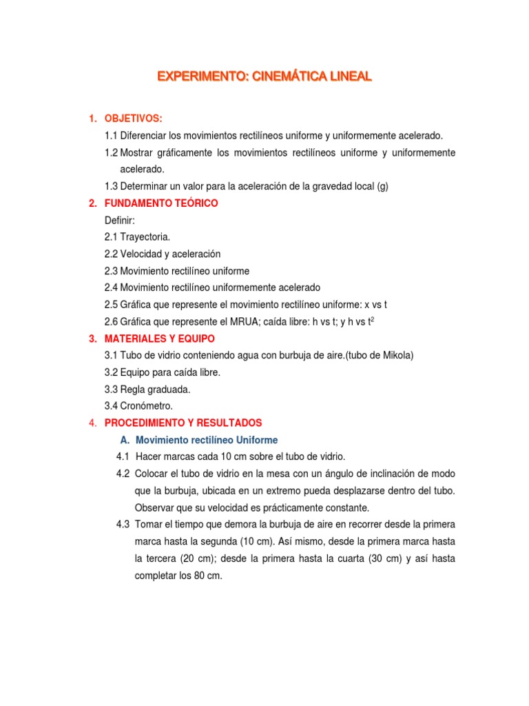 Cinemática Lineal | PDF | Cinemática | Fenómenos científicos