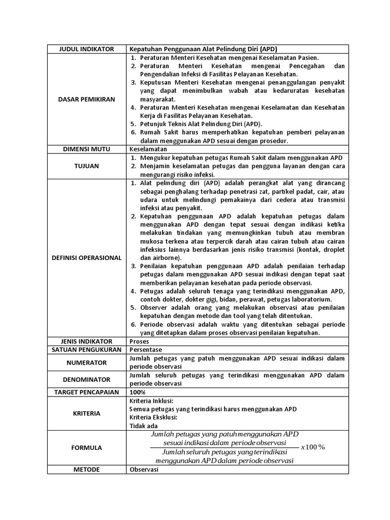 Indikator Mutu Apd | PDF