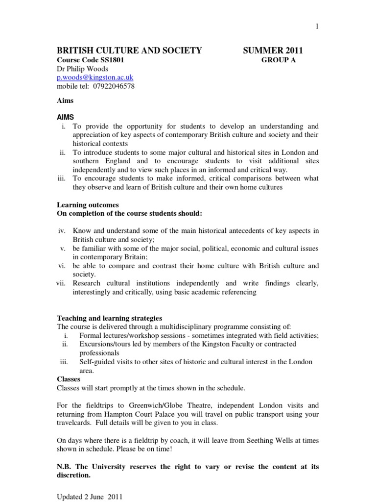 British Culture and Society A | PDF | United Kingdom | Multiculturalism