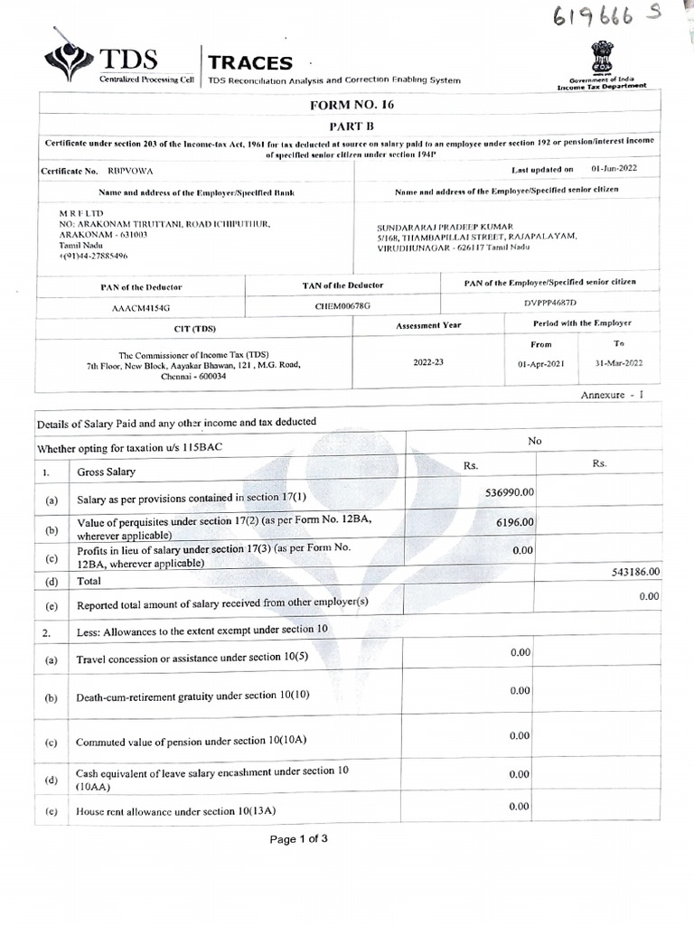 Pradeep Form 16 | PDF