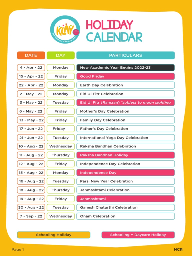 NCR School Holiday Calendar 2025 | PDF | Public Holiday | Observances
