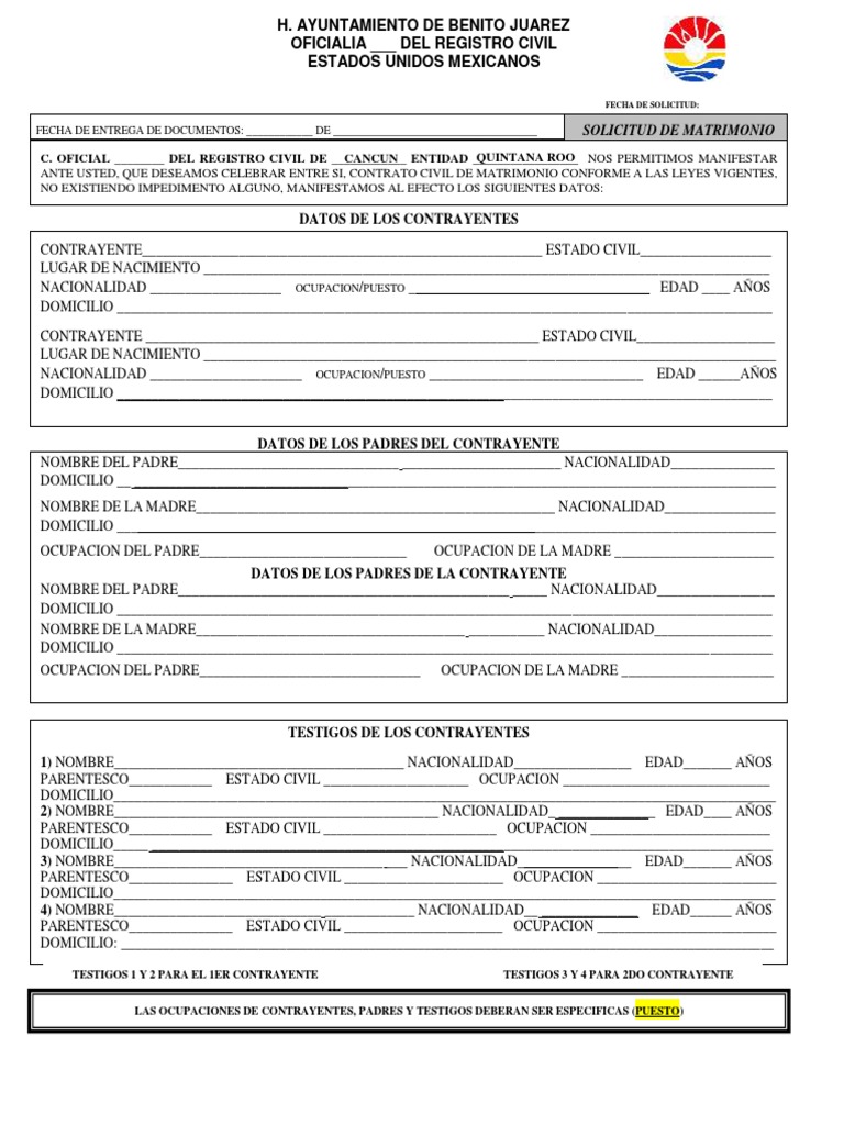 Solicitud de Matrimonio | PDF