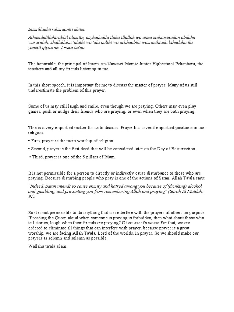Prayer (A Speech) | PDF | Religion & Spirituality