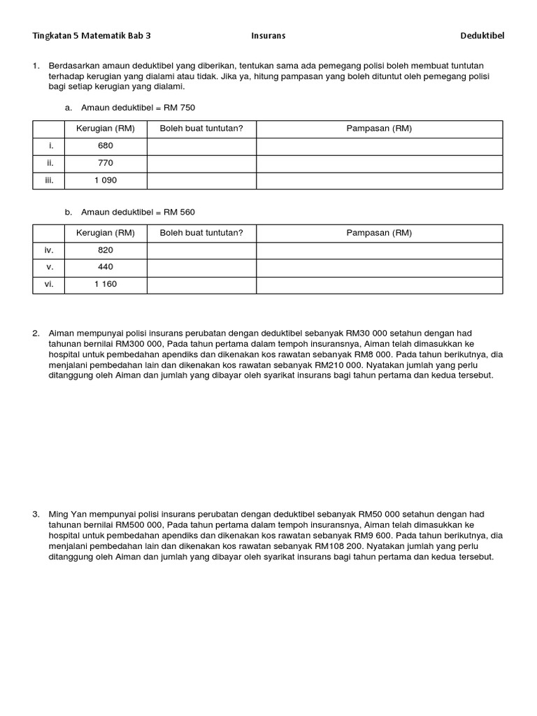 F5 Bab 3 (Deduktibel) Latihan | PDF