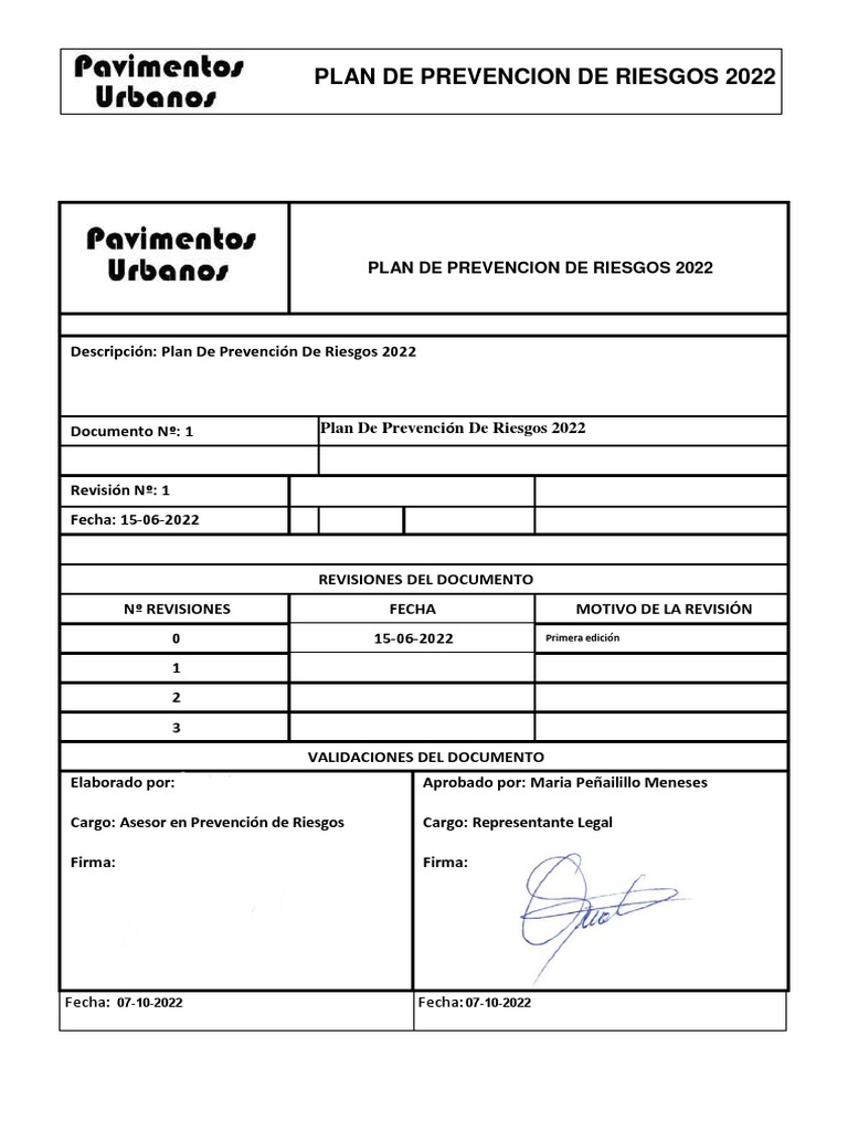 Plan Hseq 2022 Pavimentos Urbanos Rev.01 F | PDF | Seguridad y salud ...