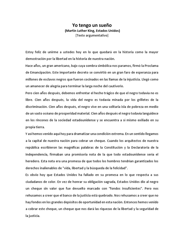 Yo Tengo Un Sueño | PDF | Los Estados Unidos | Justicia