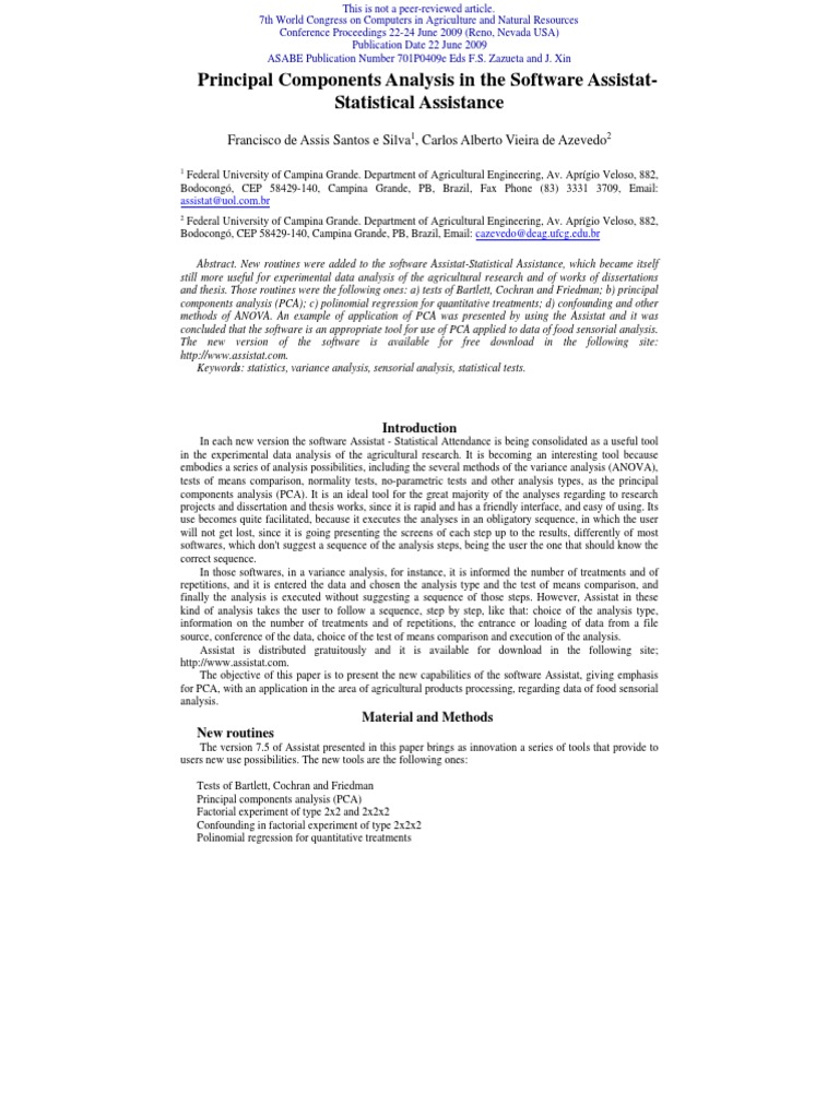 Silva Et Al. (2009) | PDF | Principal Component Analysis | Analysis Of Variance
