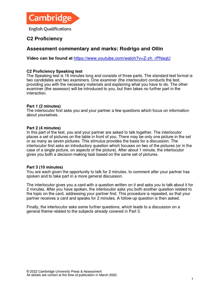 c2 Assessment Commentary and Marks Rodrigo and Ollin | PDF | Vocabulary ...