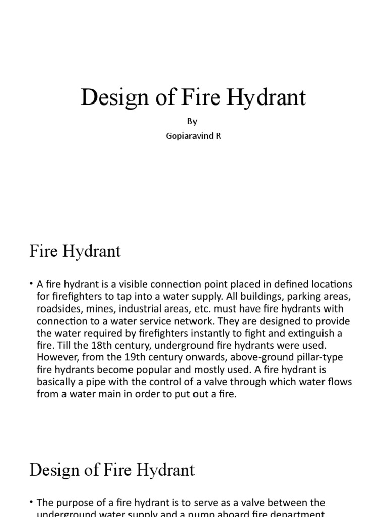 Design of Fire Hydrant | PDF | Civil Engineering | Chemical Engineering