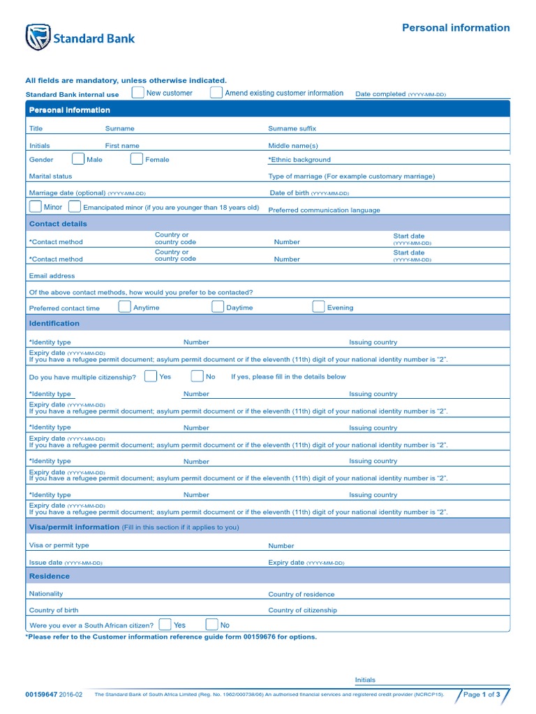 SA KYC Form | Download Free PDF | Identity Document | Employment